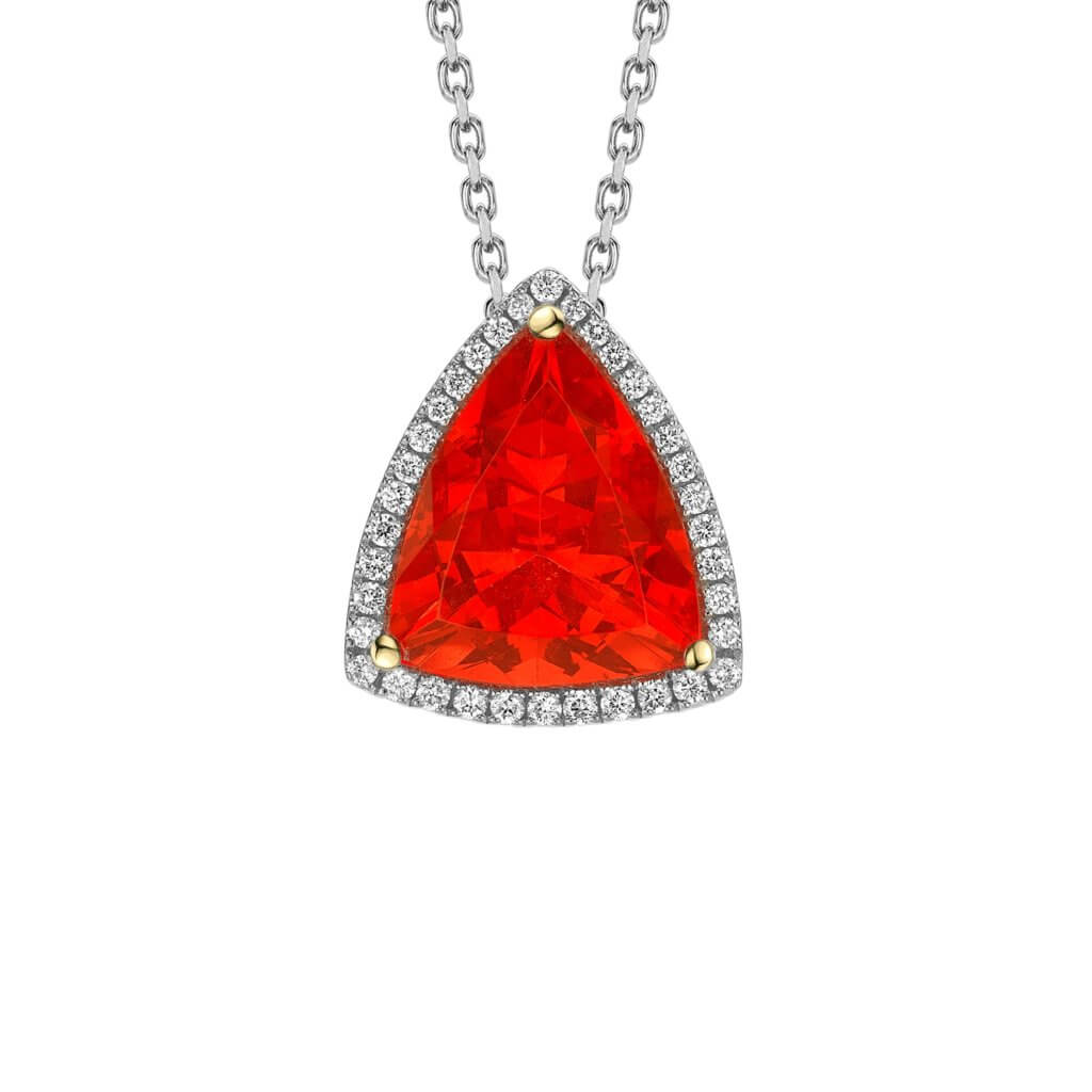 Mexican Fire opal and diamond pendant - The Diamond Trust