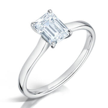 Emerald cut diamond single stone ring - The Diamond Trust